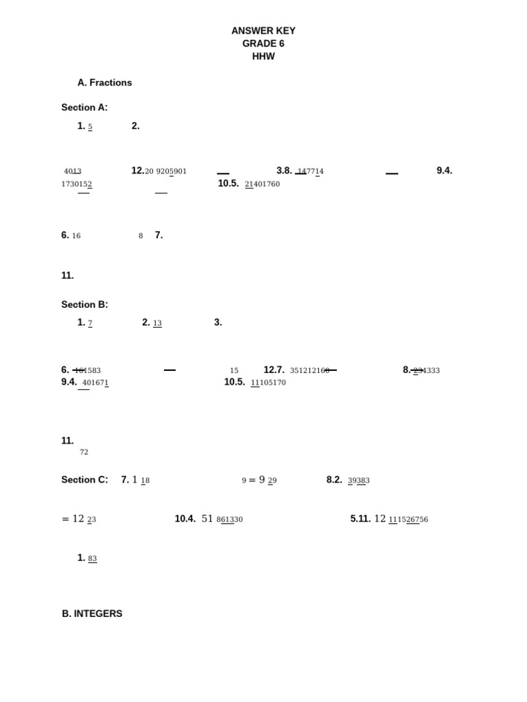 Answers Class HHW 6 | PDF