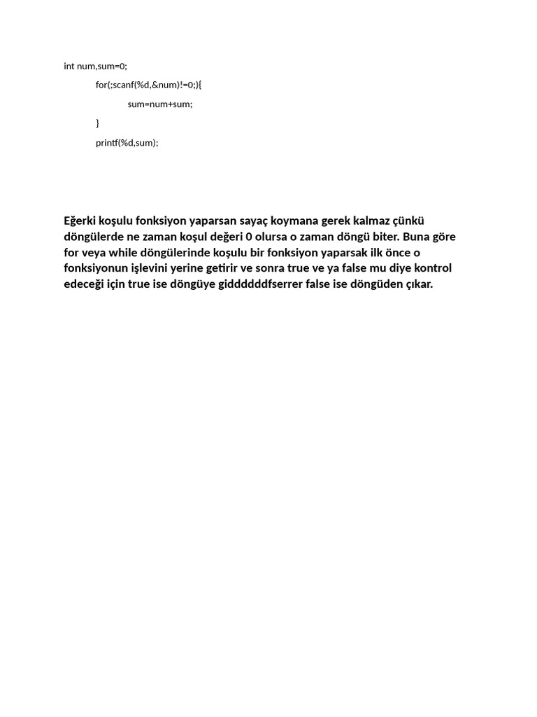 Int Num, Sum 0 For ( Scanf (%d,&num) ! 0 ) (Sum Num+sum ) Printf (%D, Sum) | PDF