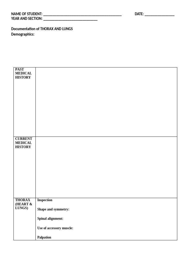 Lung Assessment Documentation Template | PDF