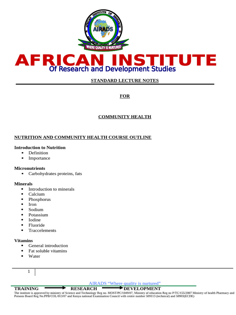 Nutrition & Community Health Notes | PDF | Adolescence | Food Security