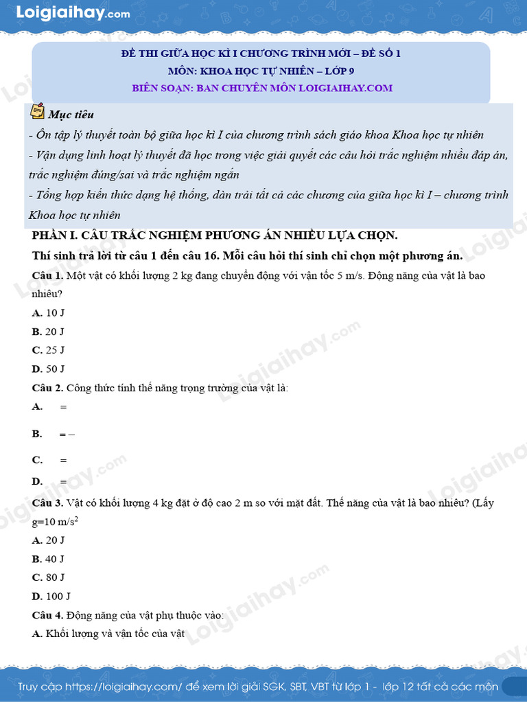 de-thi-GK 1-khtn-9-CTST-de 1 | PDF