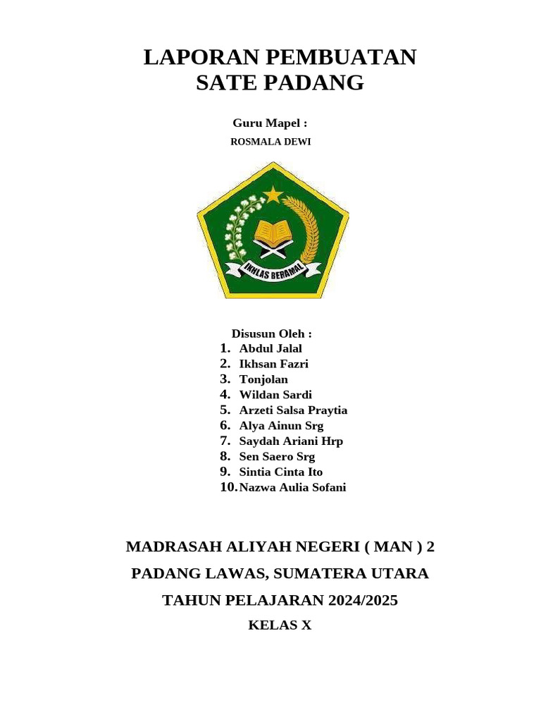 LAPORAN PEMBUATAN SATE PADANgG | PDF