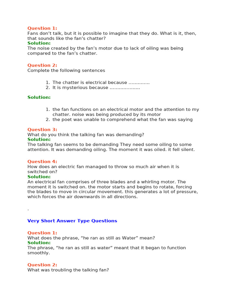 Mystry of The Talking Fan | PDF