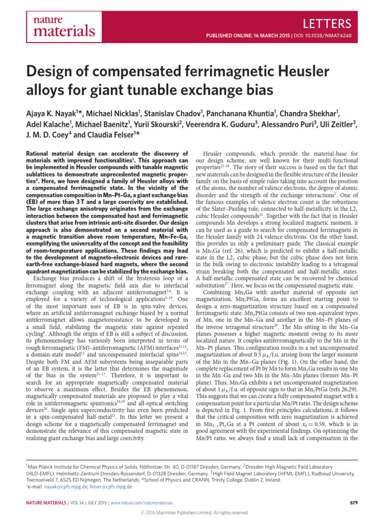 Design of Compensated Ferrimagnetic Heusler Alloys For Giant Tunable ...