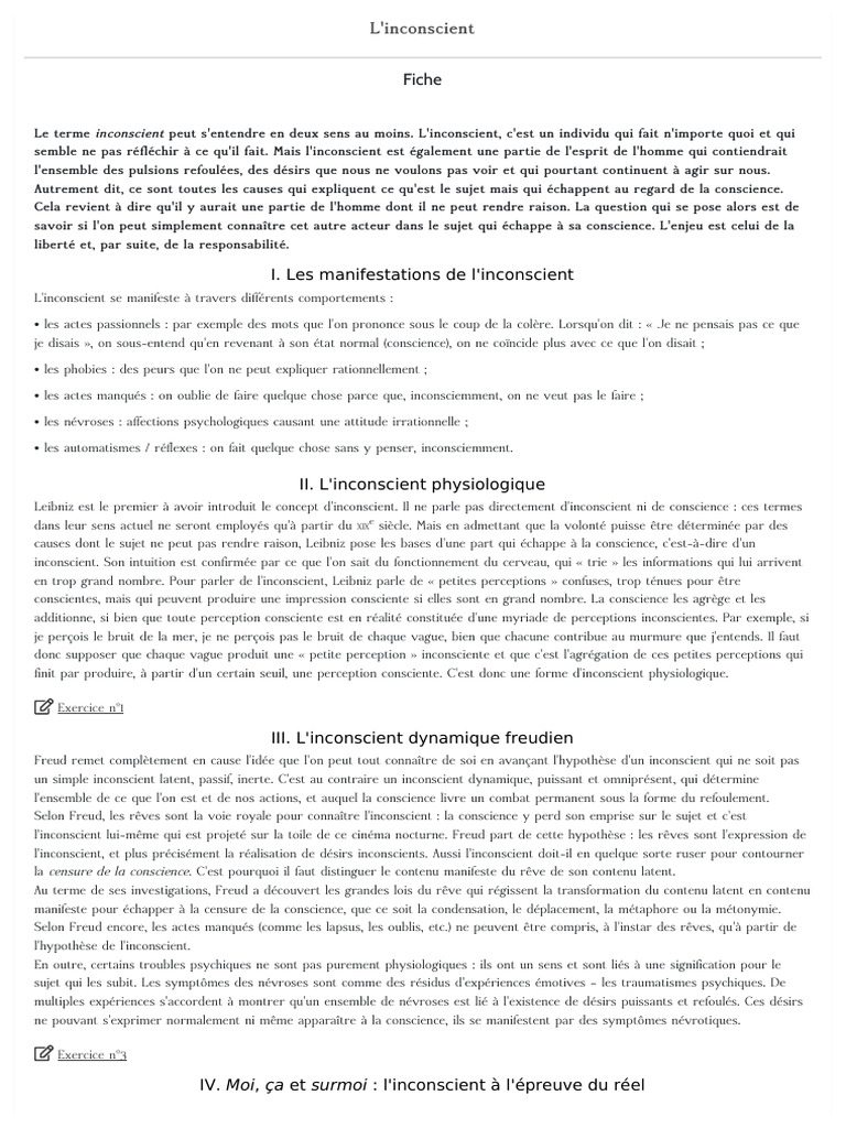 L'inconscient : liberté et responsabilité | PDF | Inconscient | Conscience