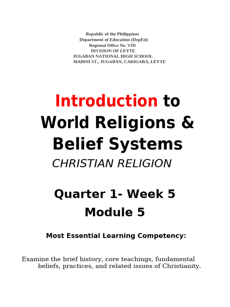 IWRBS Q1 Mod5 Christianity | PDF | Jesus | Christian Worship