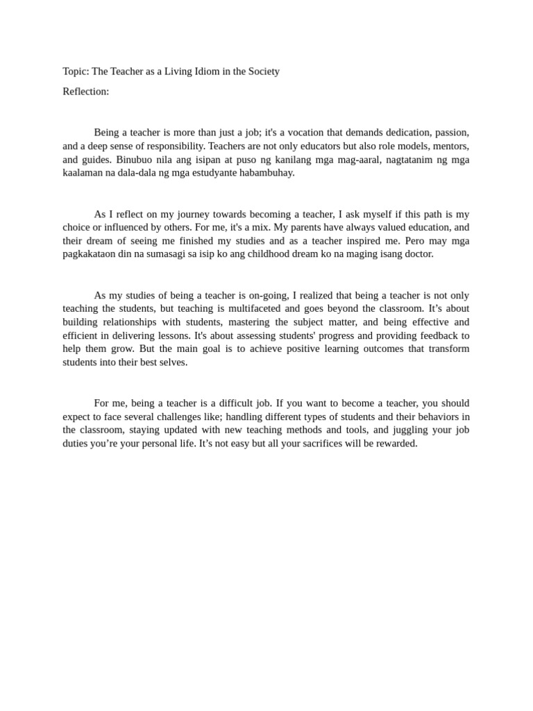 Lesson 1 Reflection | PDF