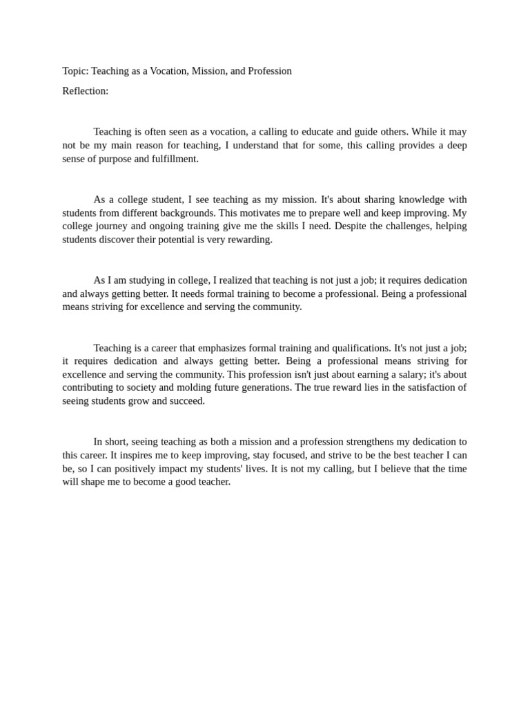 Lesson 3 Reflection | PDF