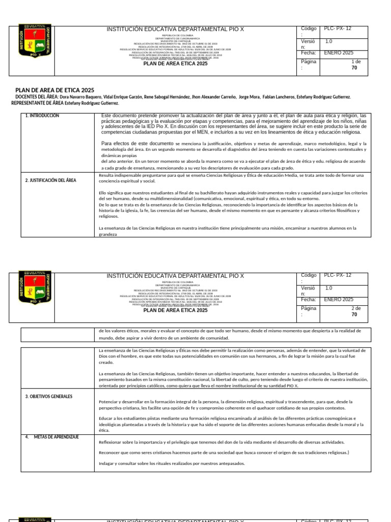 CSE Plan - Etica - 2025 | PDF | Colombia | Enseñando