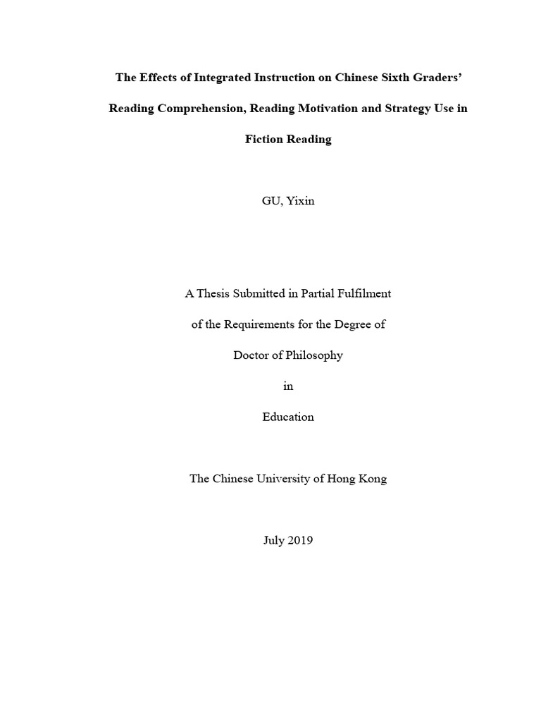 Gu Yixin Thesis | PDF | Reading Comprehension | Qualitative Research
