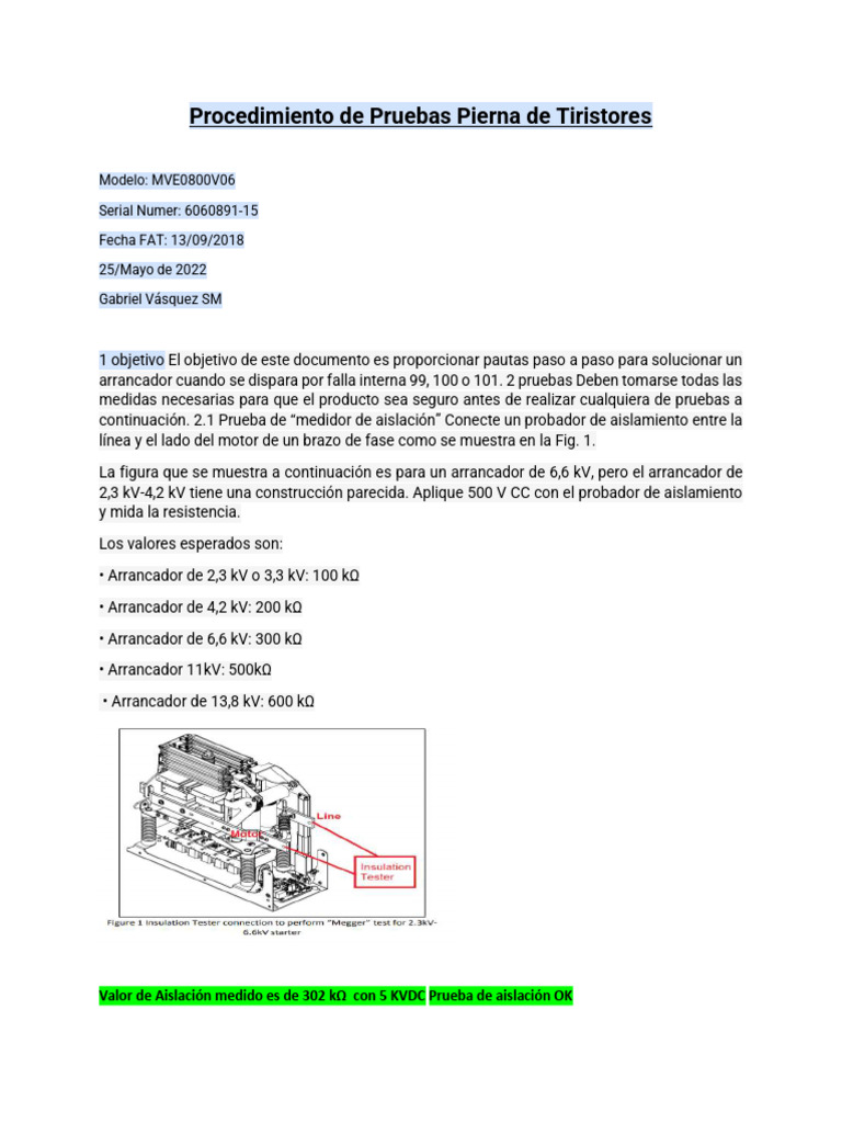 Procedimiento de pruebas de terreno Pierna Gabriel Vásquez SM (1) | PDF | Placa de circuito ...