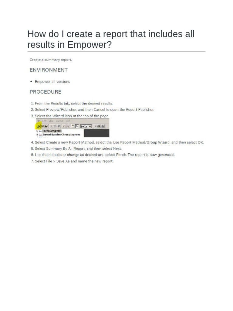 How Do I Create A Report That Includes All Results in Empower | PDF