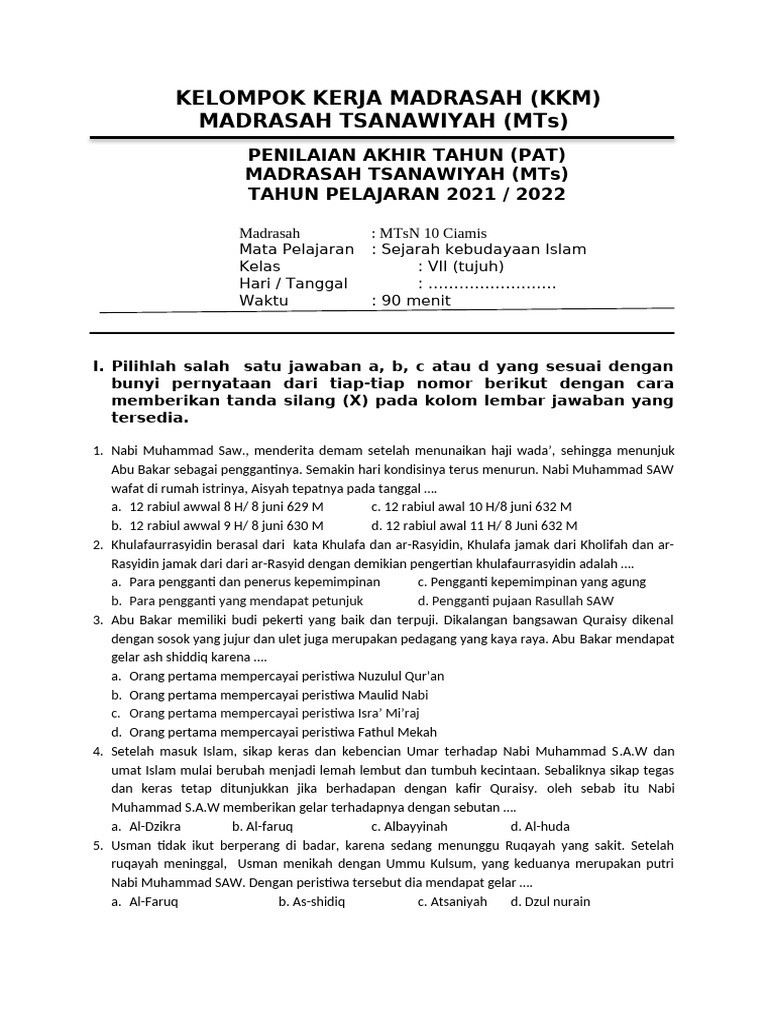 Soal Pat Ski 7-2022 | PDF