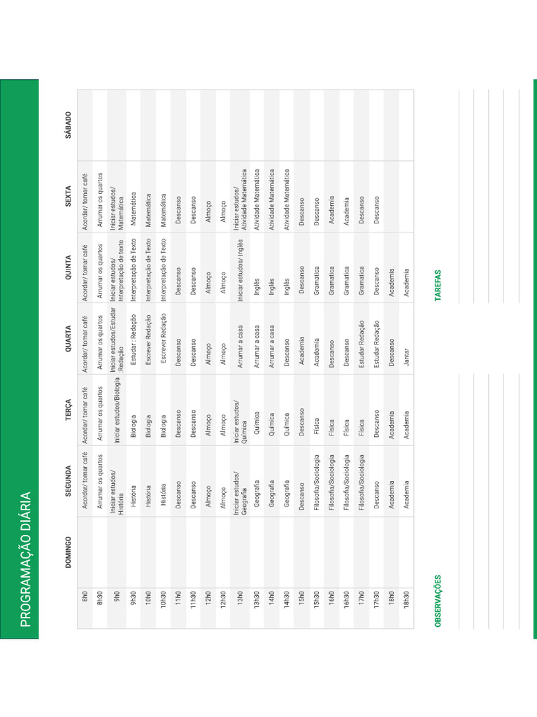 Quadro de Horários | PDF