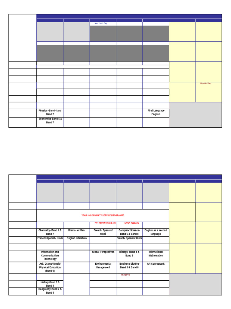 Year 10 Academic Calendar 2025 | PDF