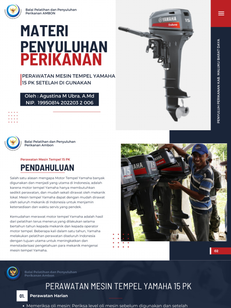 Materi Penyuluhan Perawatan Mesin Tempel 15PK | PDF