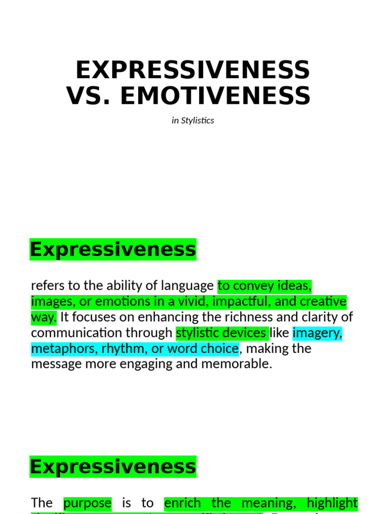 Expressiveness VS Emotiveness | PDF | Semantics | Metaphor