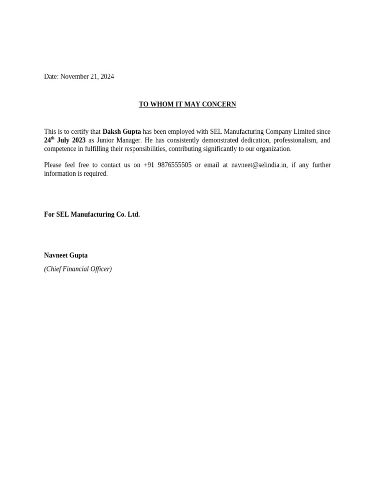 Work Exp Certificate | PDF