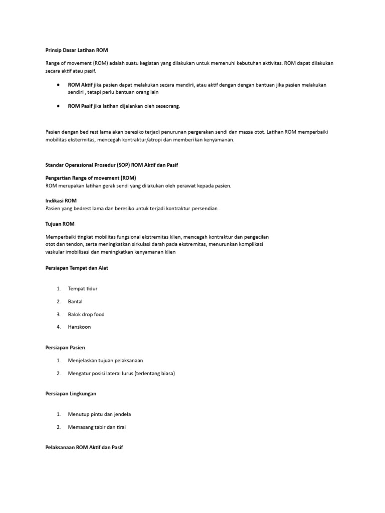 Prinsip Dasar Latihan ROM | PDF