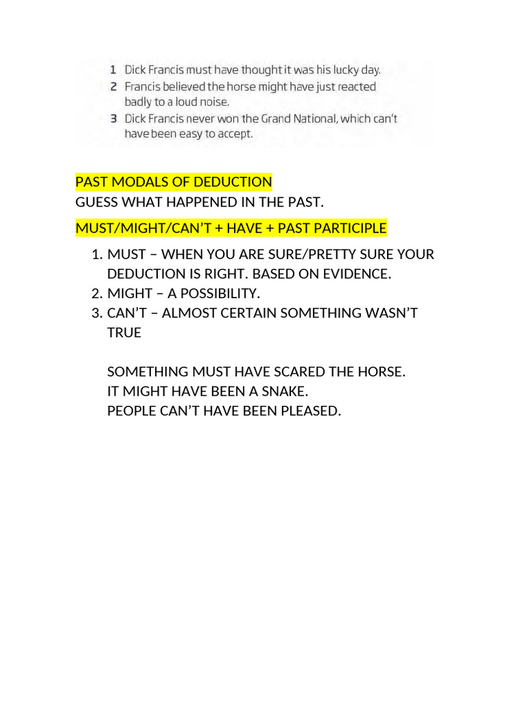 PAST MODALS OF DEDUCTION | PDF