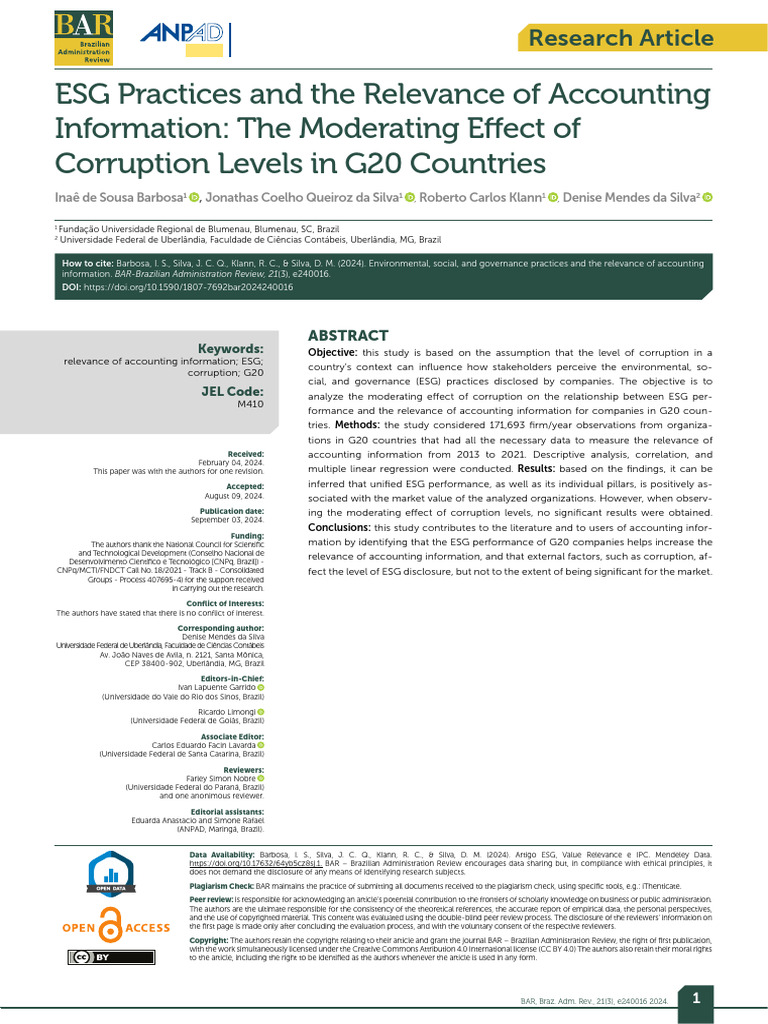 ESG Practices and The Relevance of Accounting | PDF | Sustainability ...