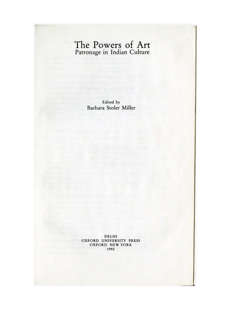 Dehejia The Powers of Art Patronage in Indian Culture | PDF