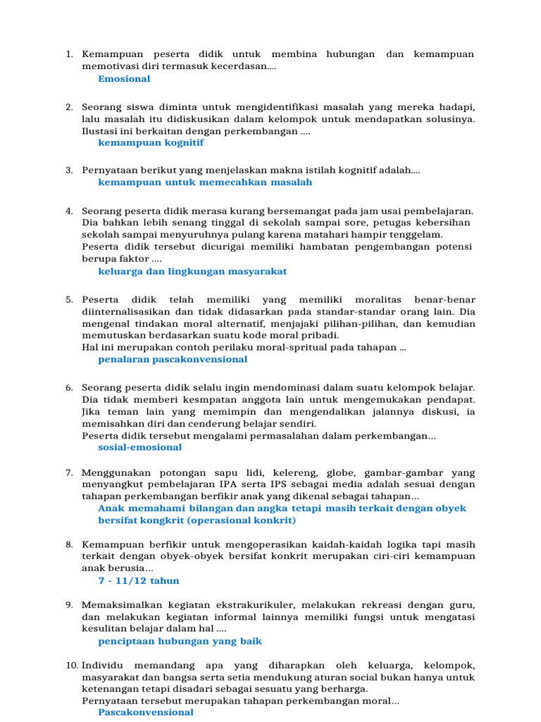 Latihan Soal Akg Pedagogik | PDF