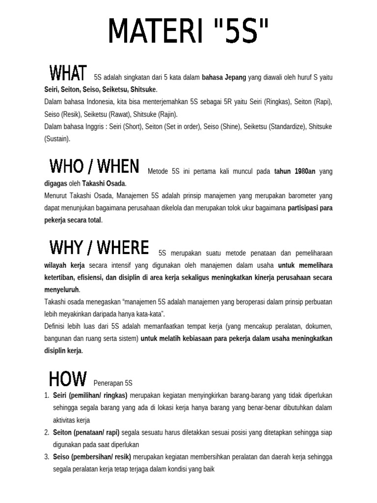 Materi 5S Seiri-Seiton-Seiso-Seiketsu-Shitsuke | PDF