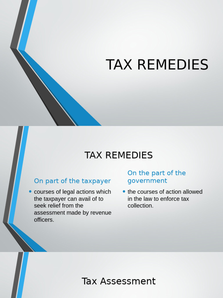 Tax Remedies and Assessment Process | PDF | Taxes | Internal Revenue ...