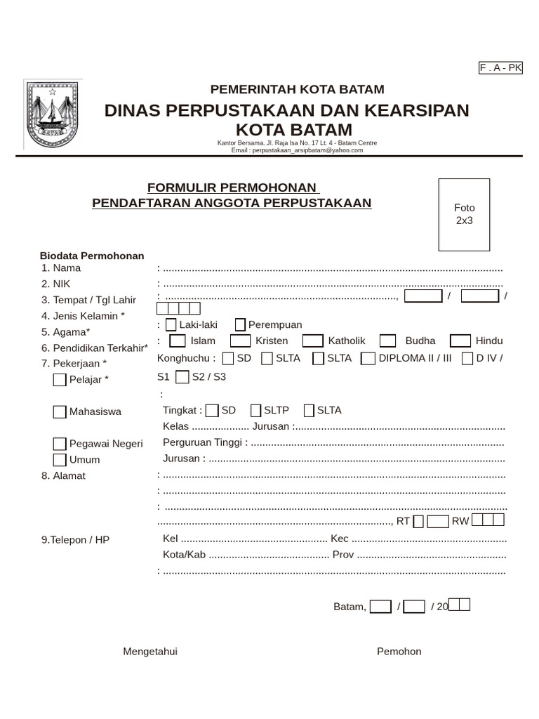 formulir-perpus | PDF