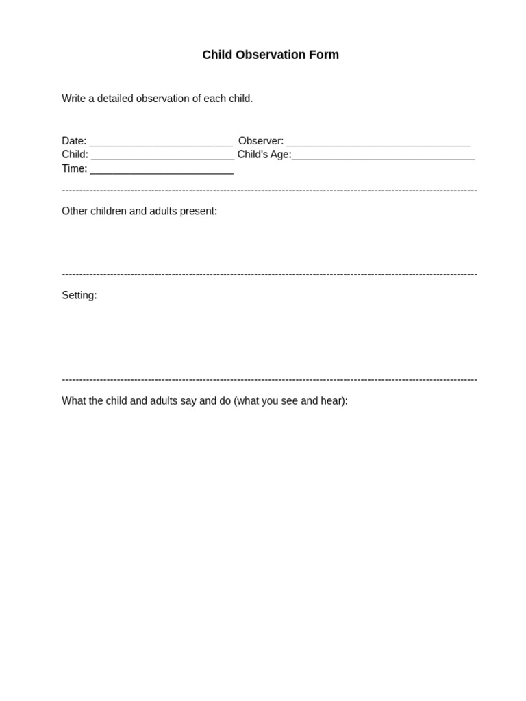 Child Observation Form | PDF