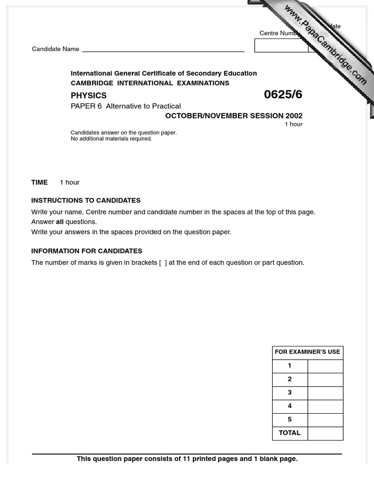 Physics: PAPER 6 Alternative To Practical | PDF | Voltage | Thermometer