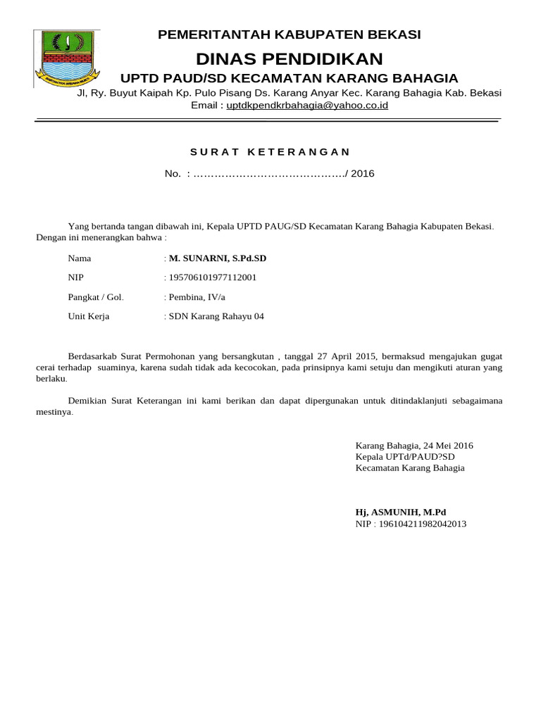 Surat Ket Izn Cerai Dri Uptd | PDF