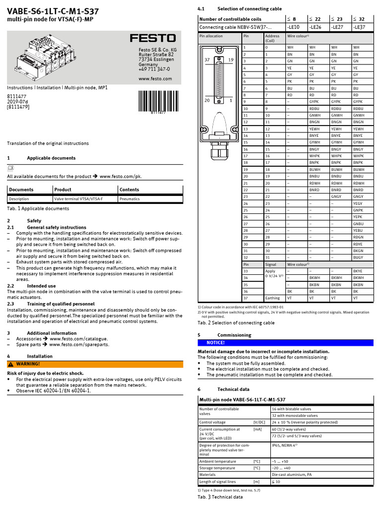 VABE S6 1LT C M1 S37 - Instruction - 2019 07d - 8111479g1 | PDF | Power ...