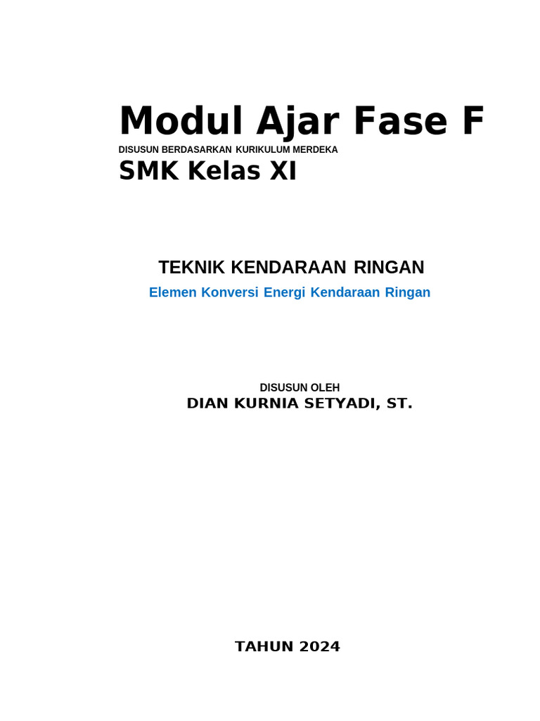 Modul Ajar TKR Fase F 2024 | PDF