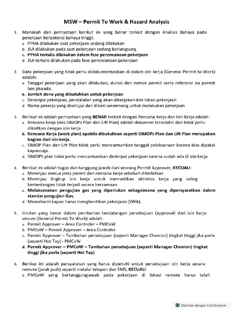 MSW - PTW Hazard Analysis | PDF