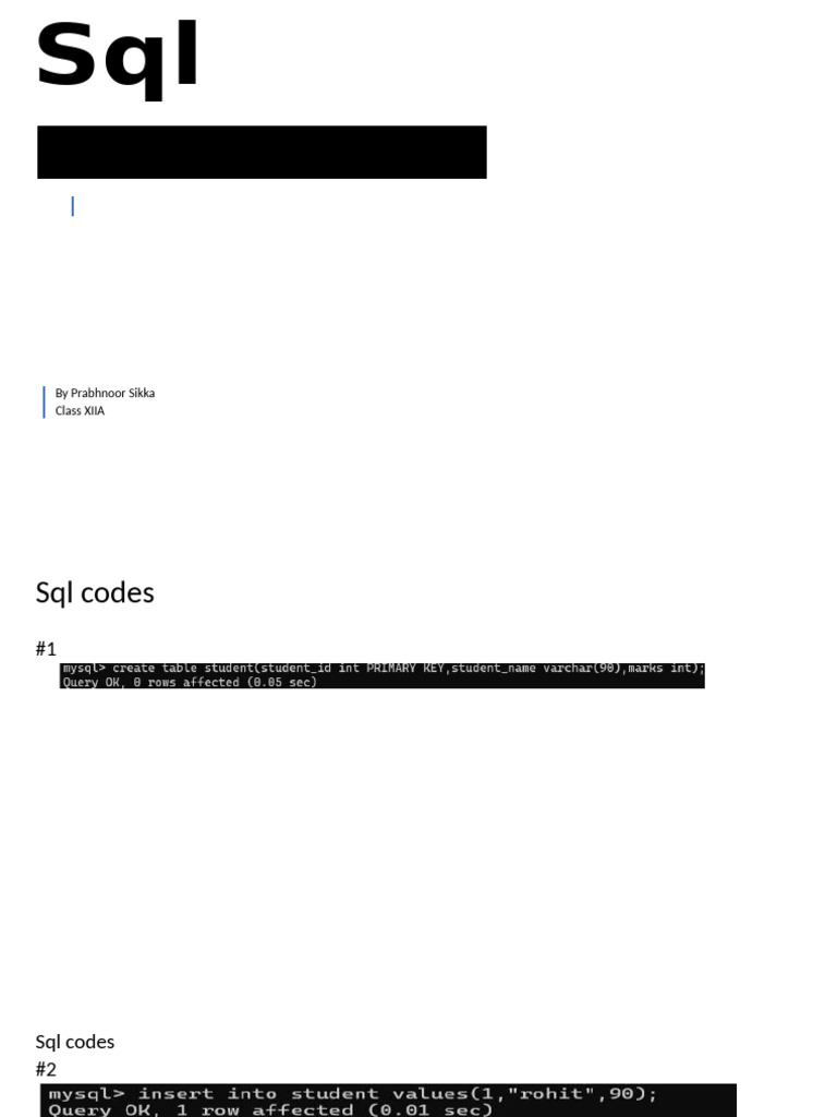 SQL Codes | PDF