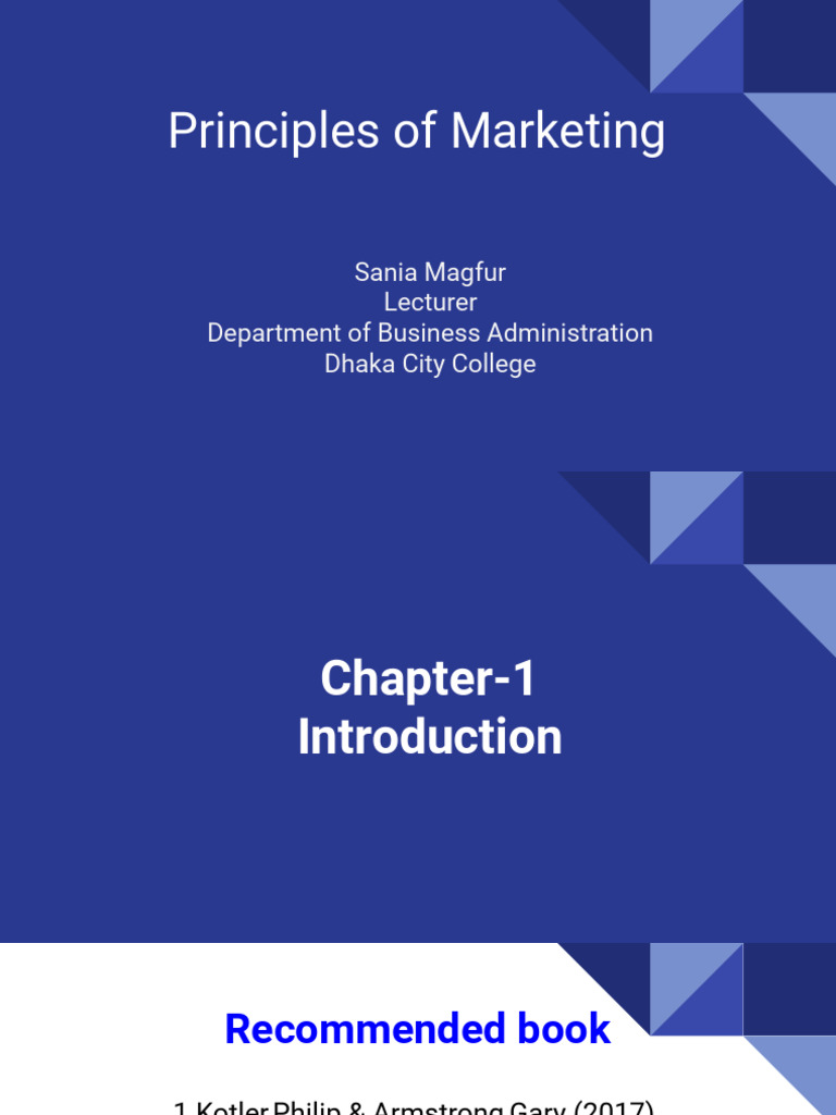 Principles of Marketing, Chapter-1, Lecture-1 | PDF | Customer | Marketing
