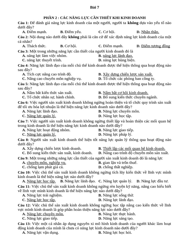 CTST - K11 - Bài 7 - Năng L C Kinh Doanh | PDF