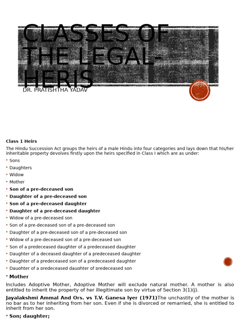 Classes of The Legal-Heris | PDF | Inheritance | Legal Aspects Of Death
