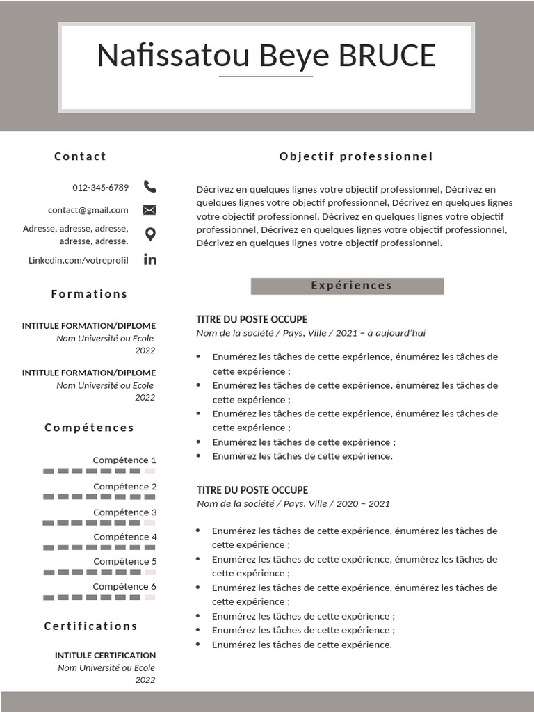 CV de Nafissatou Beye BRUCE | PDF