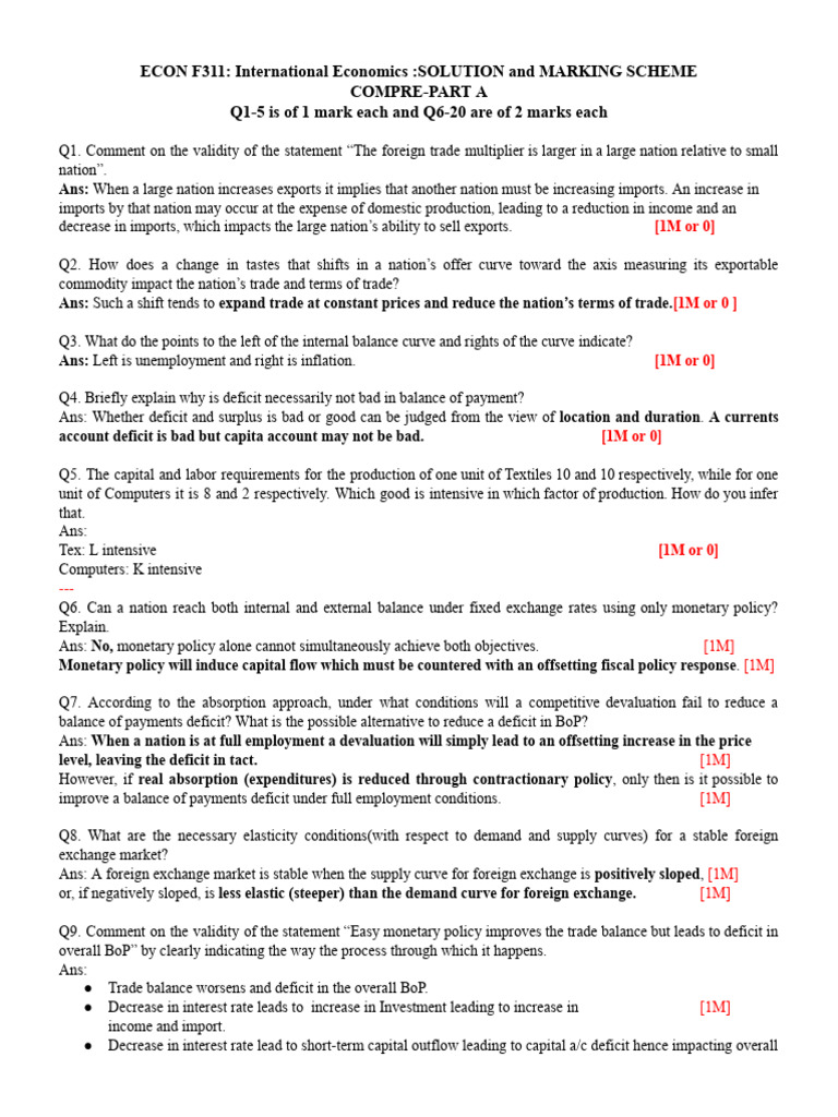 COMPRE 2020 - Solution Part A and B | PDF | Balance Of Trade | Government Budget Balance