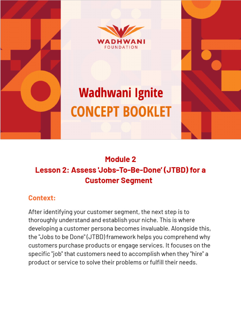 M2 - L2 Assess Jobs-To-Be-Done’ (JTBD) for a Customer Segment | PDF | Market Segmentation ...