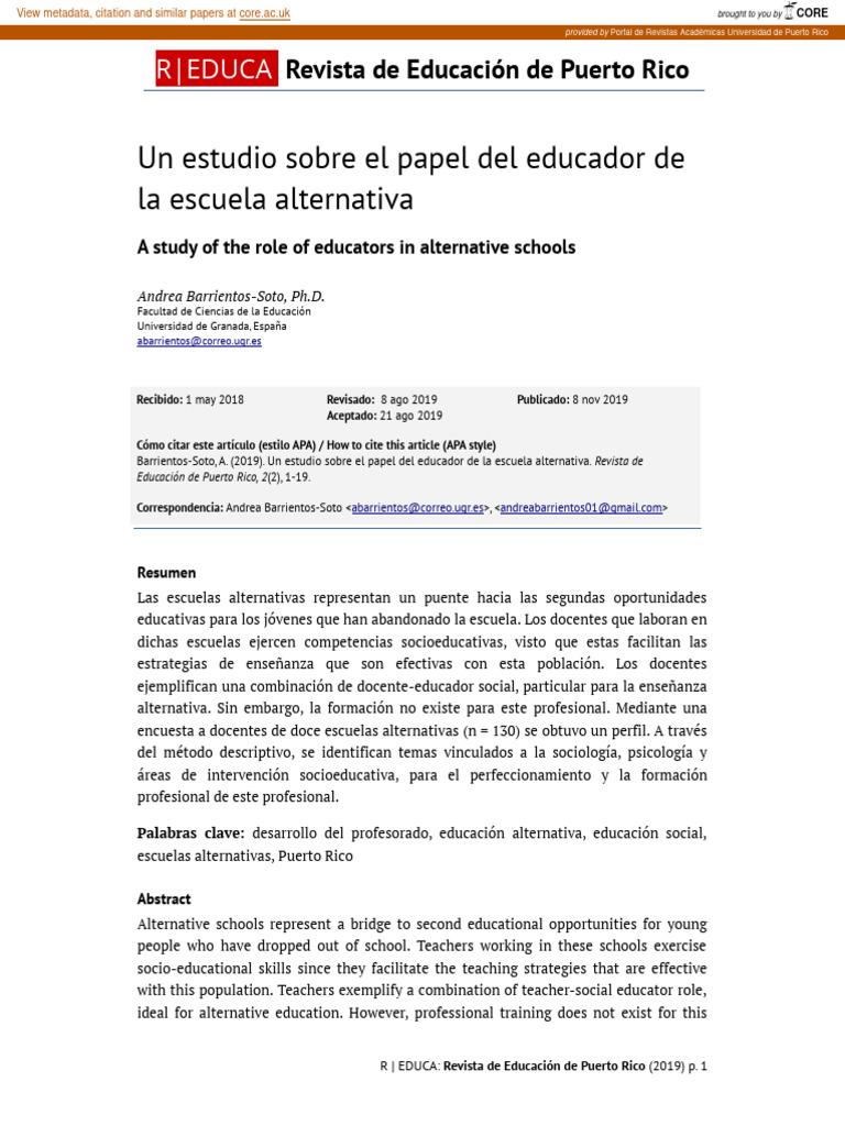 Un_estudio_sobre_el_papel_del_educador_d | PDF | Enseñando | Escuelas