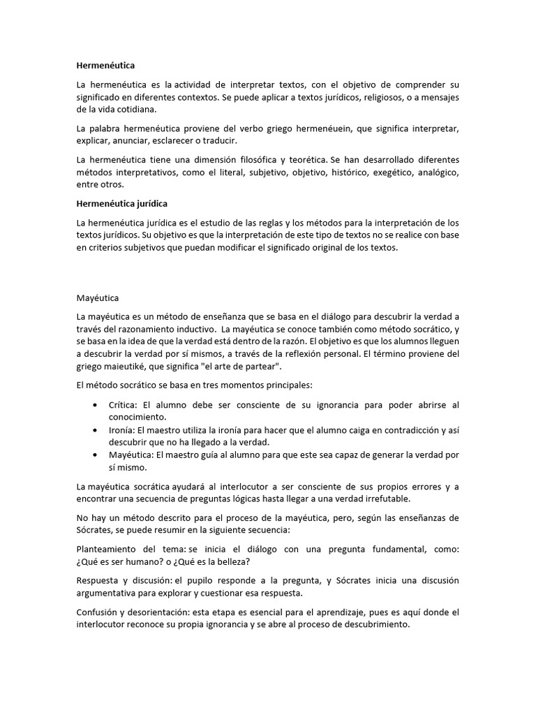 Mayéutica y Hermenéutica en Sócrates | PDF | Sócrates | Hermenéutica