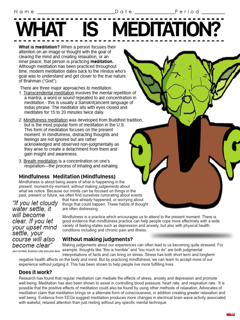 08B What Is Meditation STUDENT | PDF | Meditation | Mindfulness