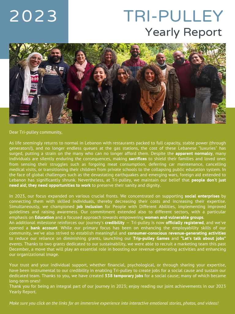 Tri-pulley 2023 Yearly Report Summary | PDF | Disability | Literacy