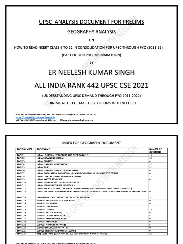 1680175353783GEOGRAPHY-ANALYSIS-BASED-ON-UPSC-PYQ--2011-22- | PDF | Earth Sciences | Physical ...