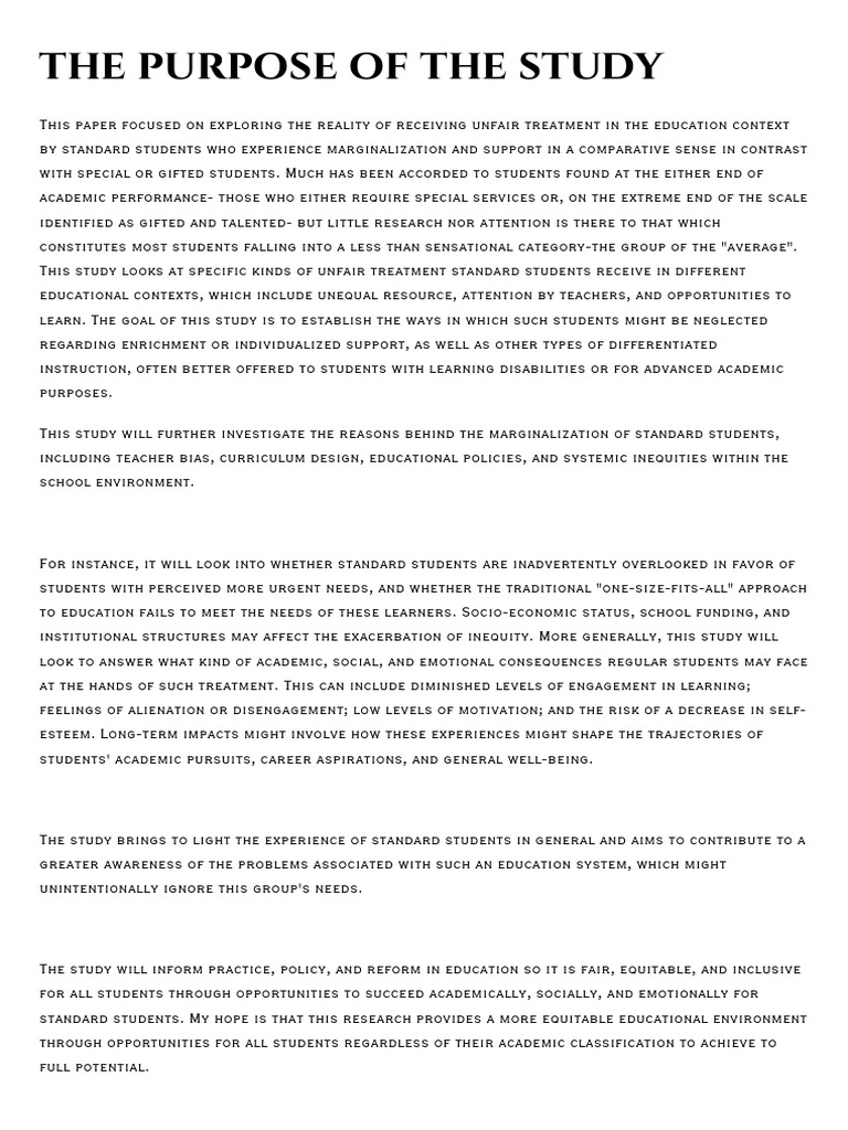 The Purpose of The Study | PDF | Behavior Modification | Cognition