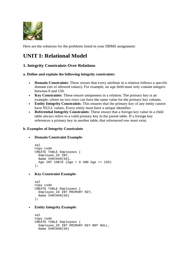 ASSIGNMENT -1 SOLUTION | PDF | Relational Database | Relational Model ASSIGNMENT -1 SOLUTION | PDF | Relational Database | Relational Model